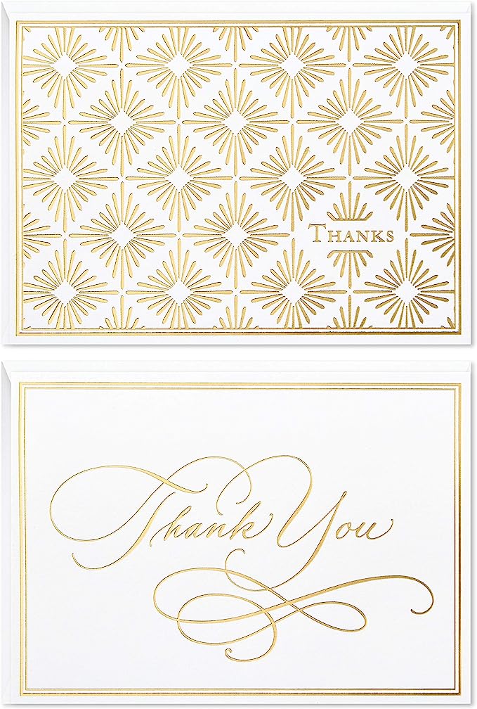 Hallmark Thank You Cards Assortment, Gold Foil Scroll (50 Thank You No ...